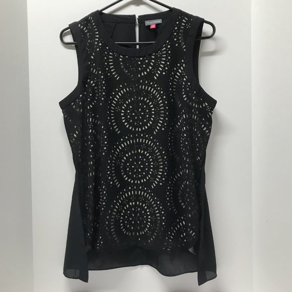 Vince Camuto | Tops | Vince Camuto Black Laser Cut Out Sleeveless ...